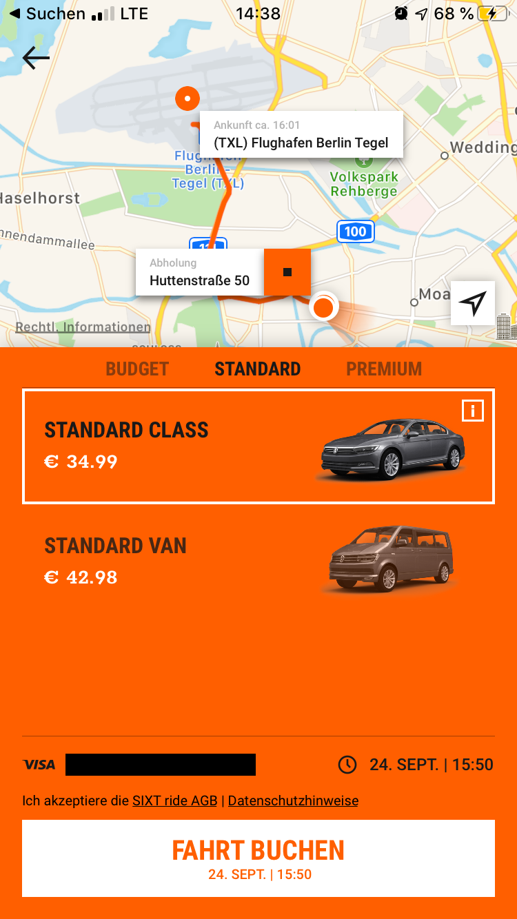 Einfach Taxis und Limousinen mit Fahrer bestellen mit der SIXT App ...